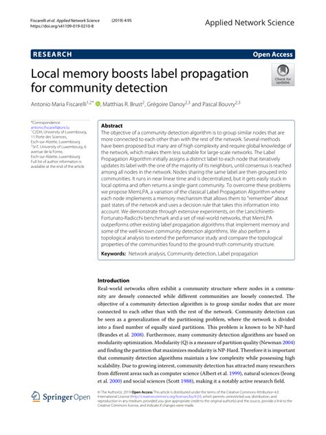 Pdf Local Memory Boosts Label Propagation For Community Detection
