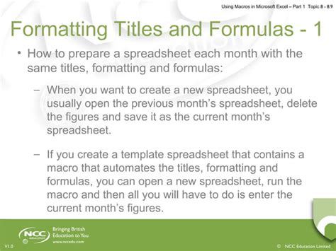 Using Macros In Microsoft Excel Part 1 Ppt Computing Technology And Computing