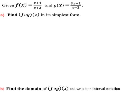 solved given f x x 1x 3 ﻿and g x 3x 1x 2a ﻿find fog x