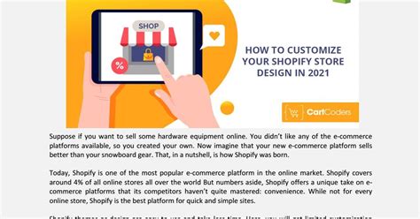 How To Customize Your Shopify Store Design In 2021 By Cartcoders Issuu