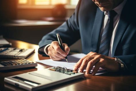 Premium Photo Businessman Calculating Finances