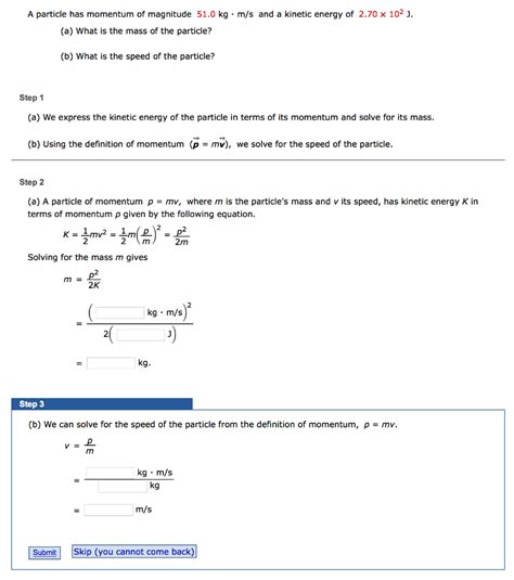 Solved A Particle Has Momentum Of Magnitude 51 0 Kg·m S A