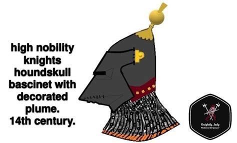 High Knightly Houndskull Bascinet With Brass Decorated Plume 1390 1400
