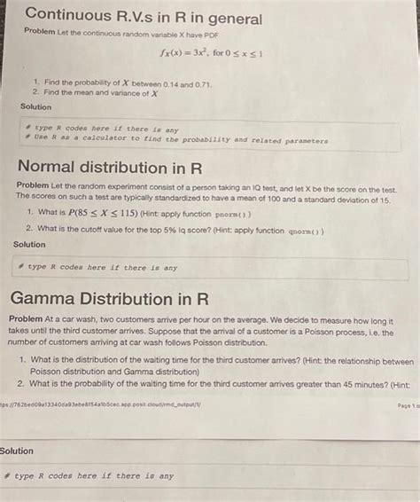 Solved Continuous R V S In R In General Problem Let The Chegg