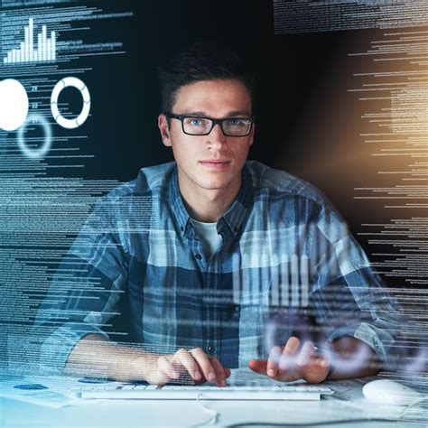 Premium Photo Computer Programmer Software Developer Or Engineer Working On Computer Database