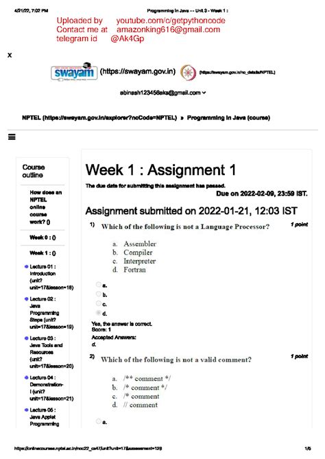 Nptel Programming In Java 2022 Jan April 702 Pm Programming In Java