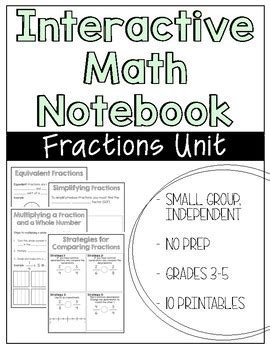 Interactive Math Notebook Fractions Unit TPT