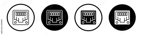 Tcp Icon Set Equipment Ethernet Lan Port Vector Symbol Networ Fiber