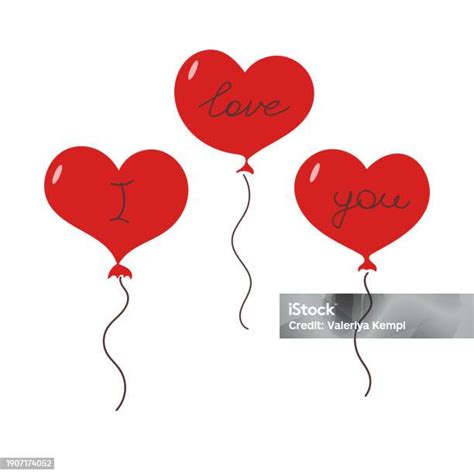 발렌타인 데이에 대 한 풍선 하트의 모양 벡터 일러스트 레이 션 흰색 배경에 아이콘 요소 손으로 그렸습니다 2월에 대한 스톡 벡터 아트 및 기타 이미지 Istock