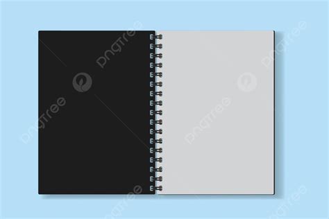 Vector Illustration Of A Black Covered Square Notebook With Spiral Binding And Blank Pages