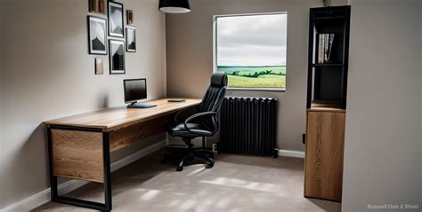 Dark Oak Computer Desk Russell Oak And Steel