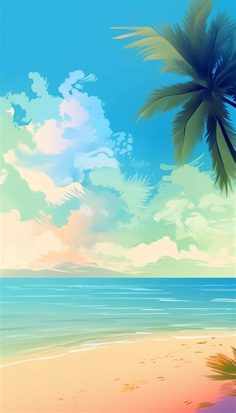 扁平风海边夏天夏日插画