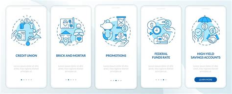 Savings Accounts Blue Onboarding Mobile App Screen Banking Service Walkthrough 5 Steps Editable