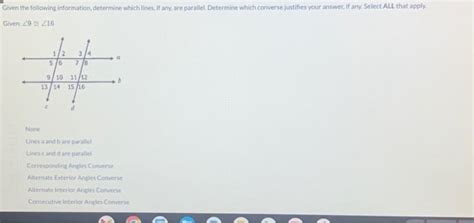 solved given the following information determine which