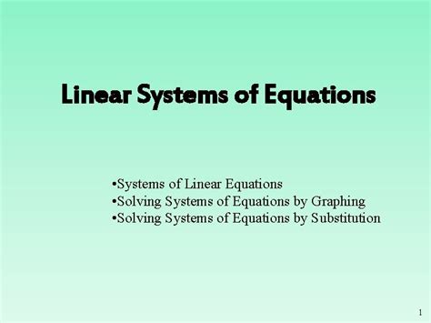Linear Systems Of Equations Systems Of Linear Equations