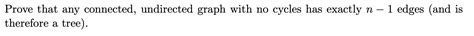 Solved Prove That Any Connected Undirected Graph With No Chegg
