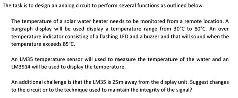 Solved He Task Is To Design An Analog Circuit To Perform Chegg Com