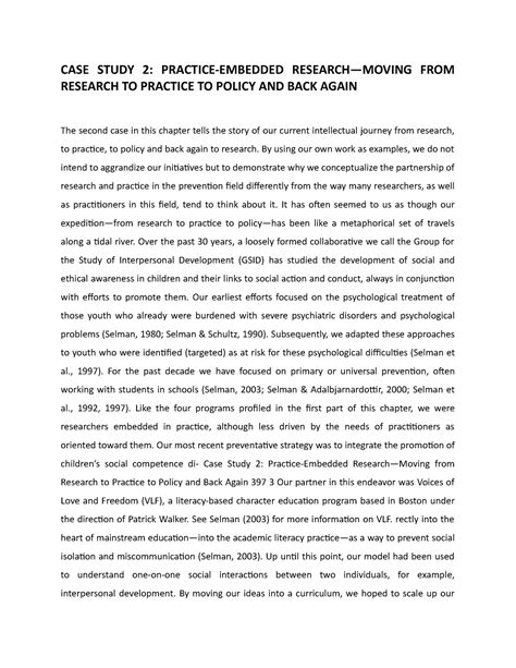 Practice Embedded Research— Moving From Research To Practice To Policy