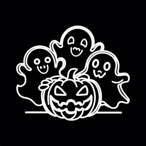 Three Ghost And Pumpking Premium Ai Generated Image