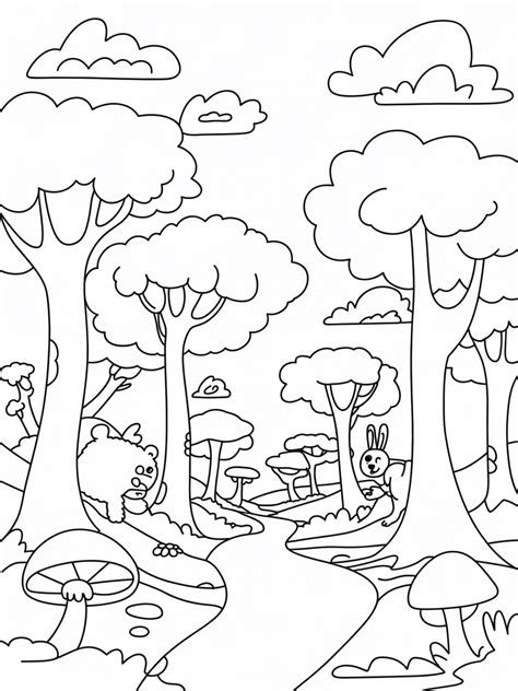 Woods Free Coloring Page