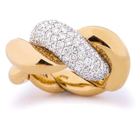 Alex Jona Corda White Diamond 18 Karat Yellow Gold Cocktail Ring For Sale At 1stdibs