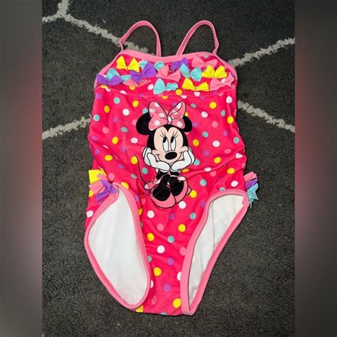 Disney Swim Disney Store Minnie Mouse One Piece Polkadot Pink Bow