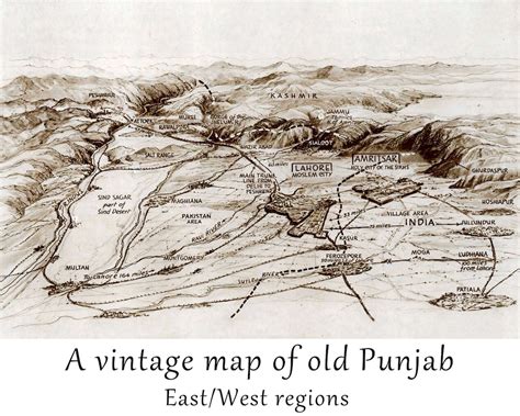 Buy Vintage Map Of Old Punjab Sikh Wall Art Punjabi Home Décor Art