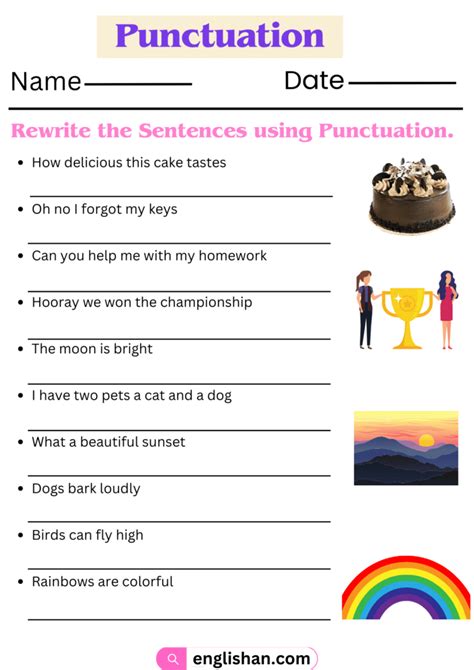 Punctuation Worksheets And Exercises With Answers In English