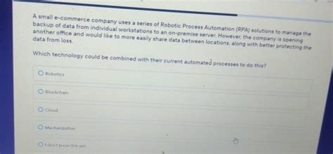 Solved A Small E Commerce Company Uses A Series Of Robotic