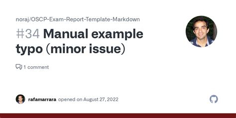Manual Example Typo Minor Issue · Issue 34 · Norajoscp Exam Report