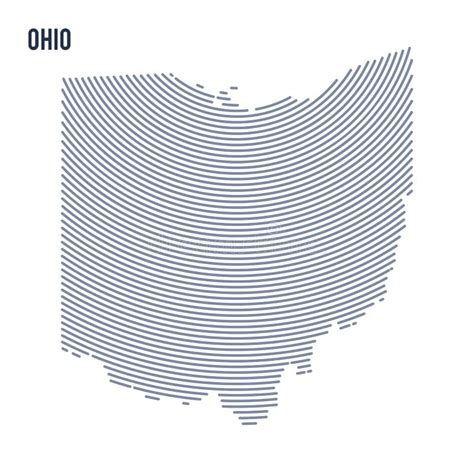 Vector Abstract Hatched Map Of Of State Of Ohio With Curve Lines