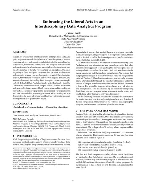 Pdf Embracing The Liberal Arts In An Interdisciplinary Data Analytics Program