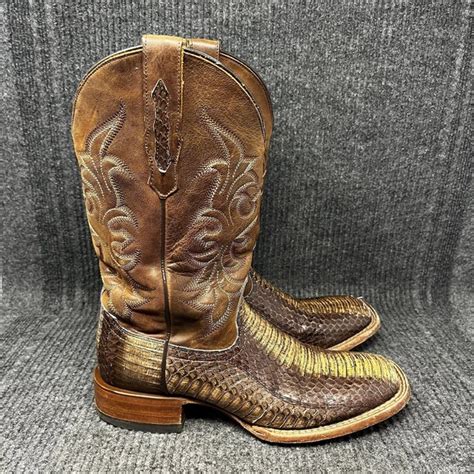 Cody James Python Square Toe Western Cowboy Boots Brown Leather Mens 8