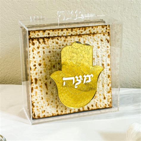 Personalized Hamsa Passover Matzah Box Acrylic Pesach Matza Box