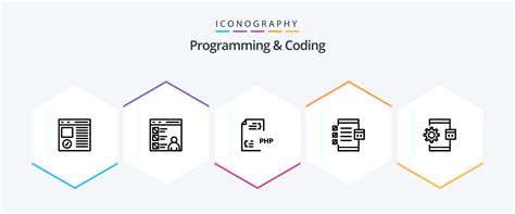 Programming And Coding 25 Line Icon Pack Including Develop App Develop File Development