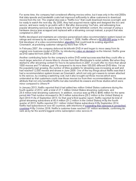 1000000 Prize Algorithm Pdf Netflix Streaming Media