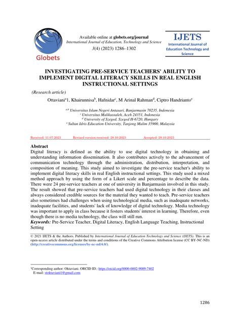 Pdf Investigating Pre Service Teachers Ability To Implement The