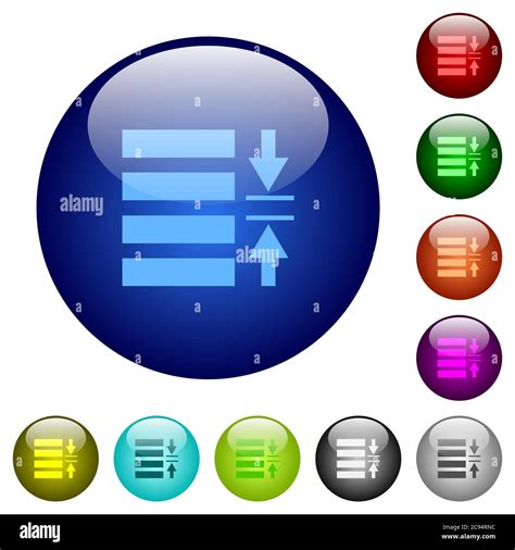 Adjust Line Spacing Icons On Round Color Glass Buttons Stock Vector