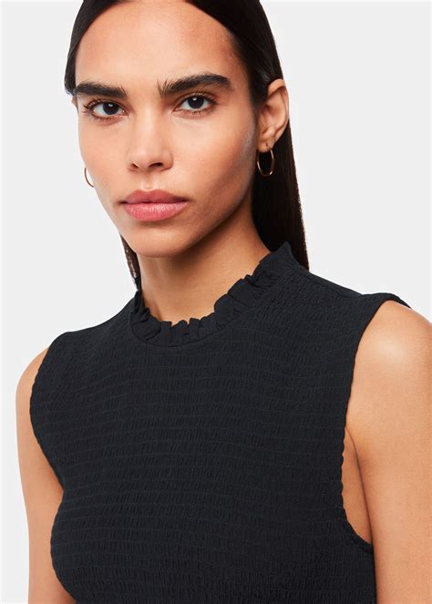 Black Heidi Shirred Bodice Dress Whistles Whistles Row