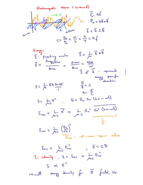 handwritten notes on electromagnetic wave phys 3101 docsity