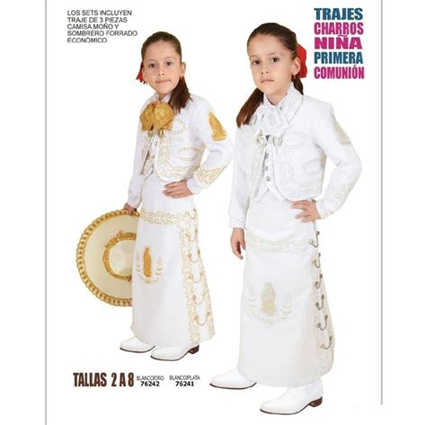 Traje Charro De Gala Para Niña De La Virgen Todo Incluido Blanco Plata
