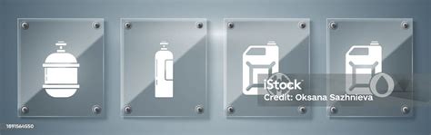 모터 기계유 부동액 양철통 산업 가스 봄베 탱크 및 프로판 가스 탱크를 위한 세트 양철통 정사각형 유리 패널 벡터 가연성에 대한