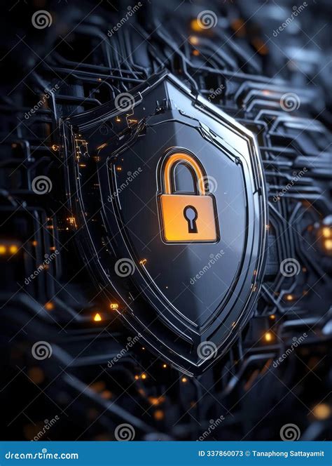 Futuristic Shield With A Glowing Lock Symbol Representing Cybersecurity Data Protection Digital