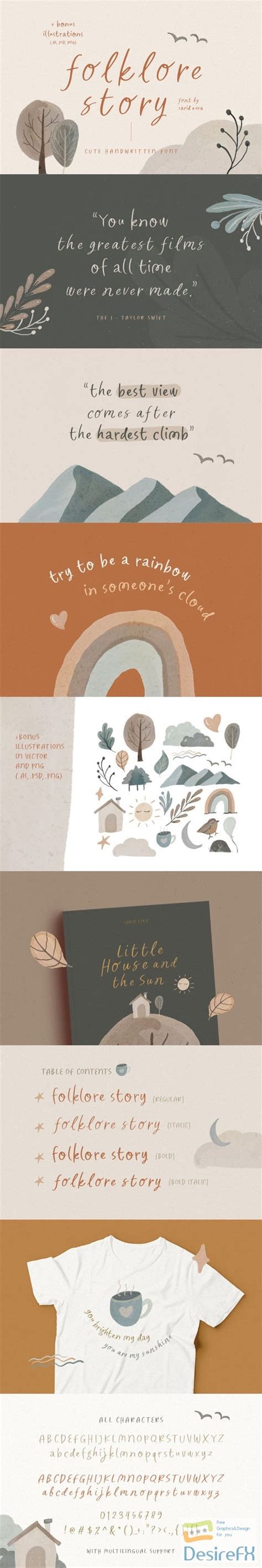 Download Folklore Story Cute Handwritten Font Bonus Ai Png