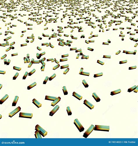 Shell Casings Falling Down On Green Screen 3d Rendering Royalty Free Stock Image