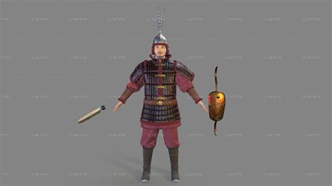 秦朝士兵【有绑定】汉代士兵 秦军模型 男人模型库 Blender Blend 模型下载 Cg模型网
