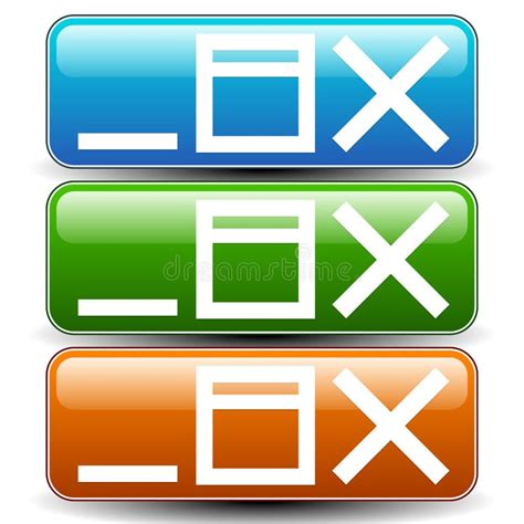 Application Window Control Buttons Minimize Maximize Close W Stock