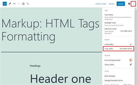 How To Use The Code Editor In The Gutenberg Editor
