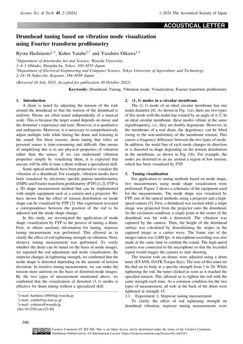 Pdf Drumhead Tuning Based On Vibration Mode Visualization Using