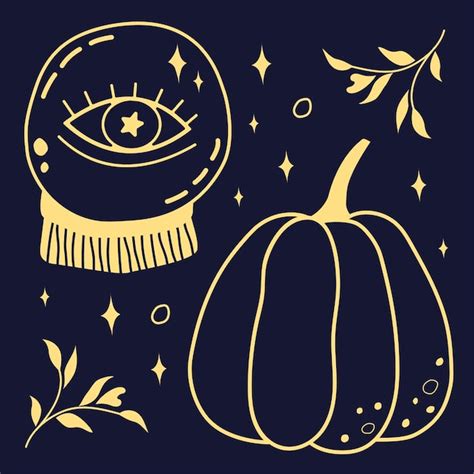 Premium Vector Illustration Of Pumpkin And Magic Ball Witchcraft And